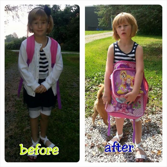 19 Photos Of Kids Before And After Their First Day Of School ...