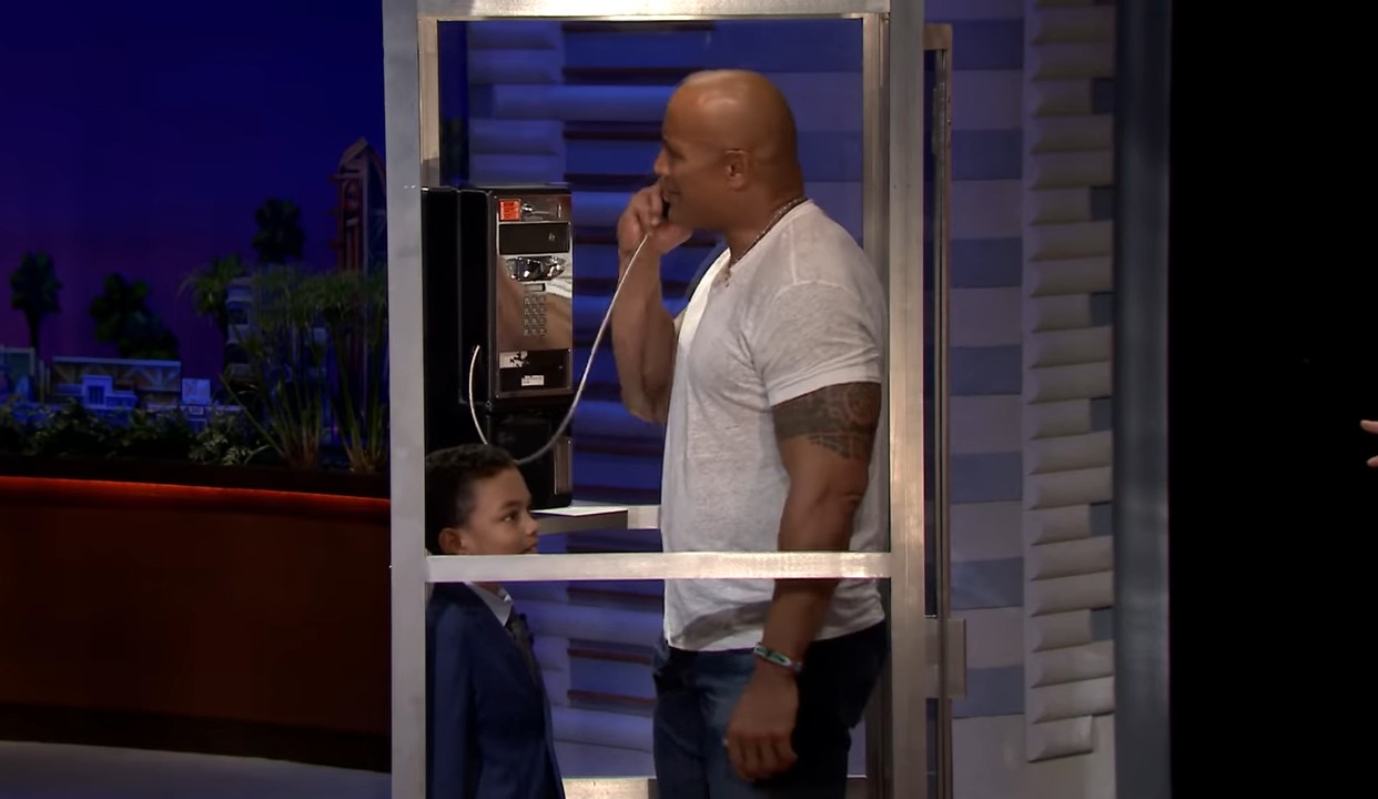 Jimmy Fallon Faces Off With ‘The Rock’ In A Hilarious Phone Booth ...