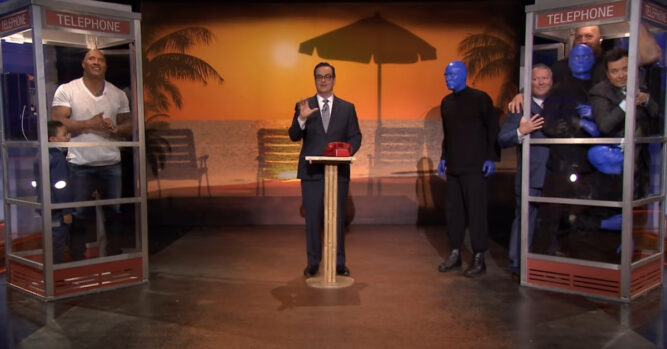 Jimmy Fallon Faces Off With ‘The Rock’ In A Hilarious Phone Booth ...