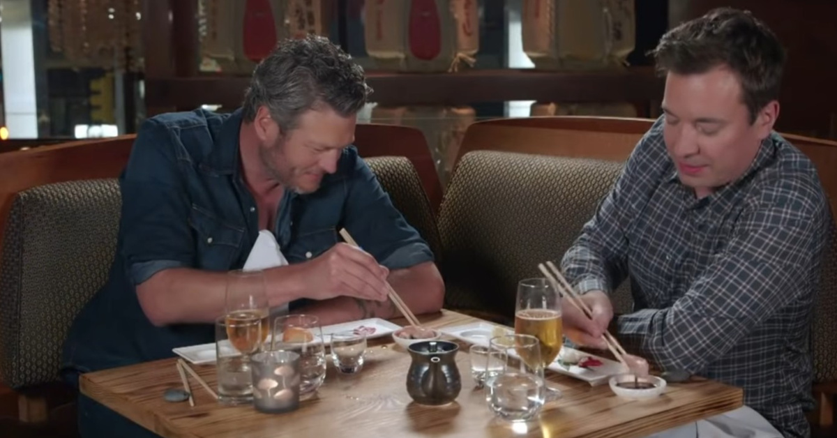 Jimmy Fallon Sits With Blake Shelton And Makes Him Try Sushi ...