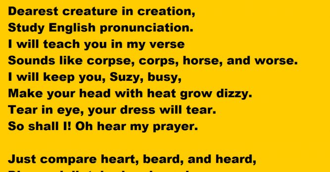 A Poem That Shows Just How Ridiculous The English Language Is ...