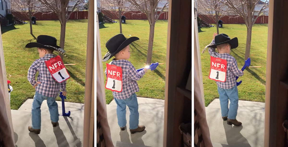 Tiny Cowboy Singing Country Hit to Imaginary Audience Captured on Video ...