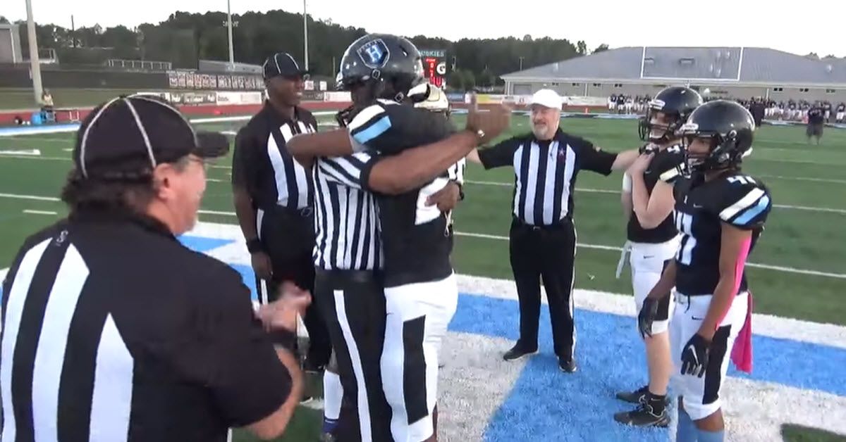 A Familiar Referee Hugs A Student On The Field And They Break Down ...